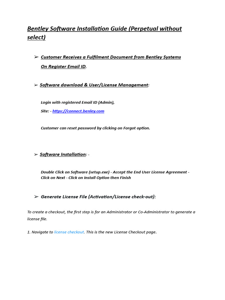Bentley Software Installation Guide | PDF | Computing | Software