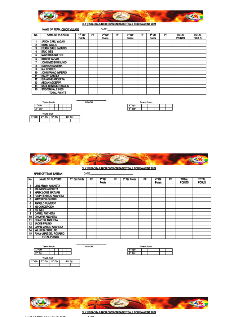 Basketball Scoring Sheet | PDF