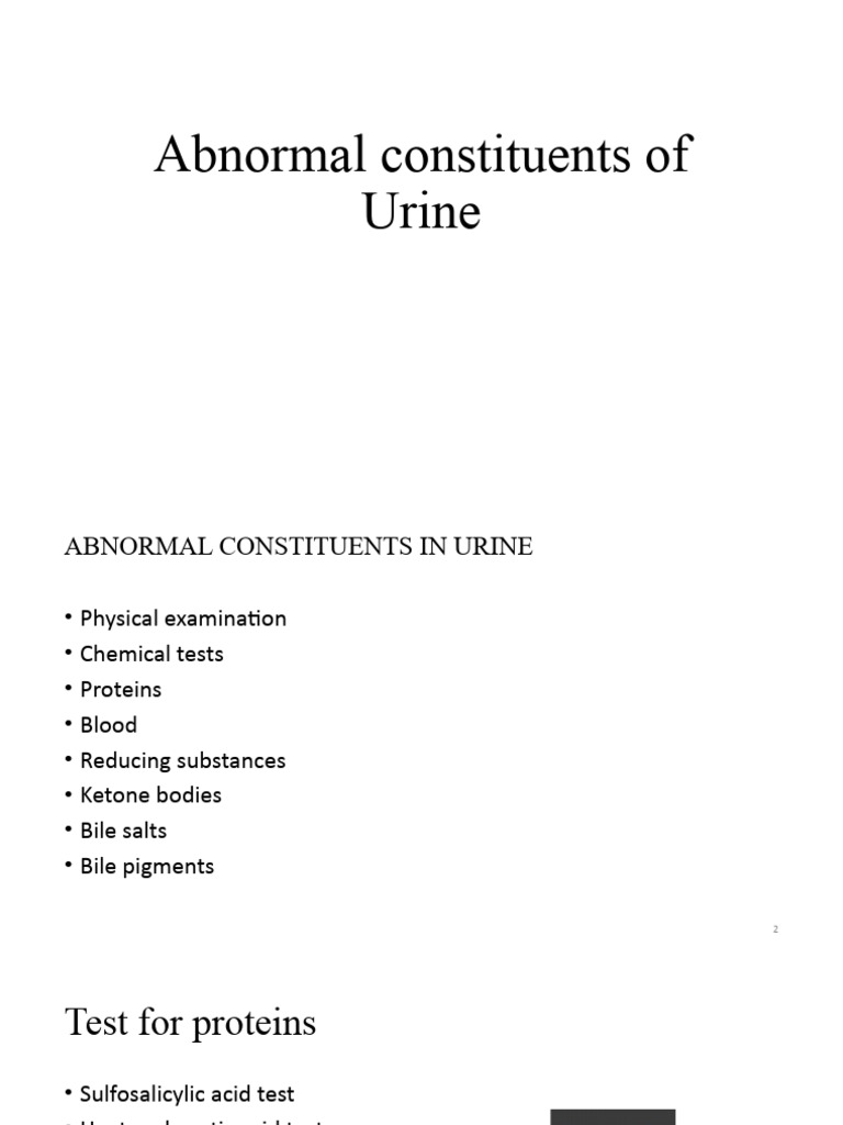 Abnormal Constituents of Urine Analysis | PDF | Urinary System ...