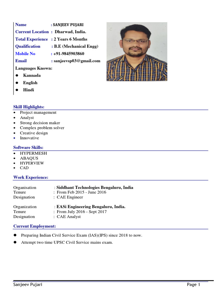 Sanjeev CV D | PDF | Engineering