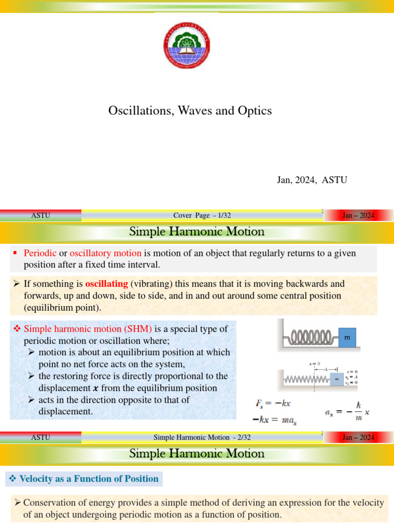Oscilation and Optics | PDF | Oscillation | Waves
