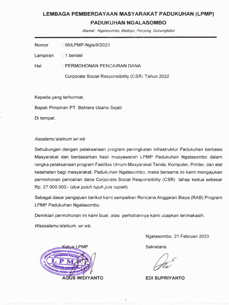 Proposal CSR Bahtera Tahap 2 | PDF