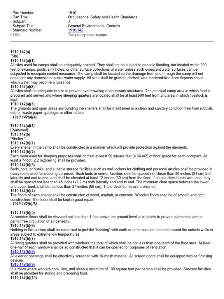 Camp Temporary Osha Regulation | PDF | Toilet | Room