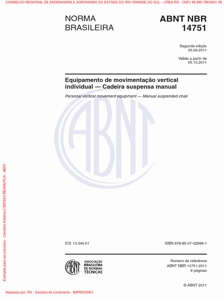 Abnt NBR 14751 2011 | PDF