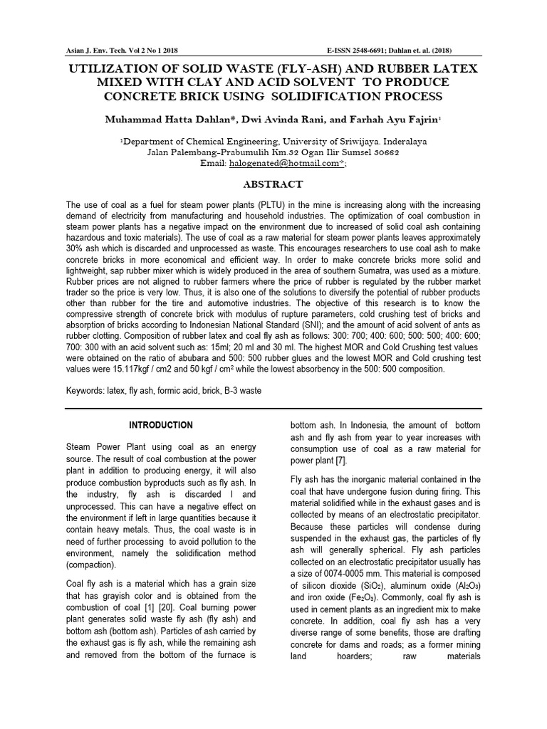 44 Utilization of Solid Waste (Fly-Ash) and Rubber Latex Mixed With ...