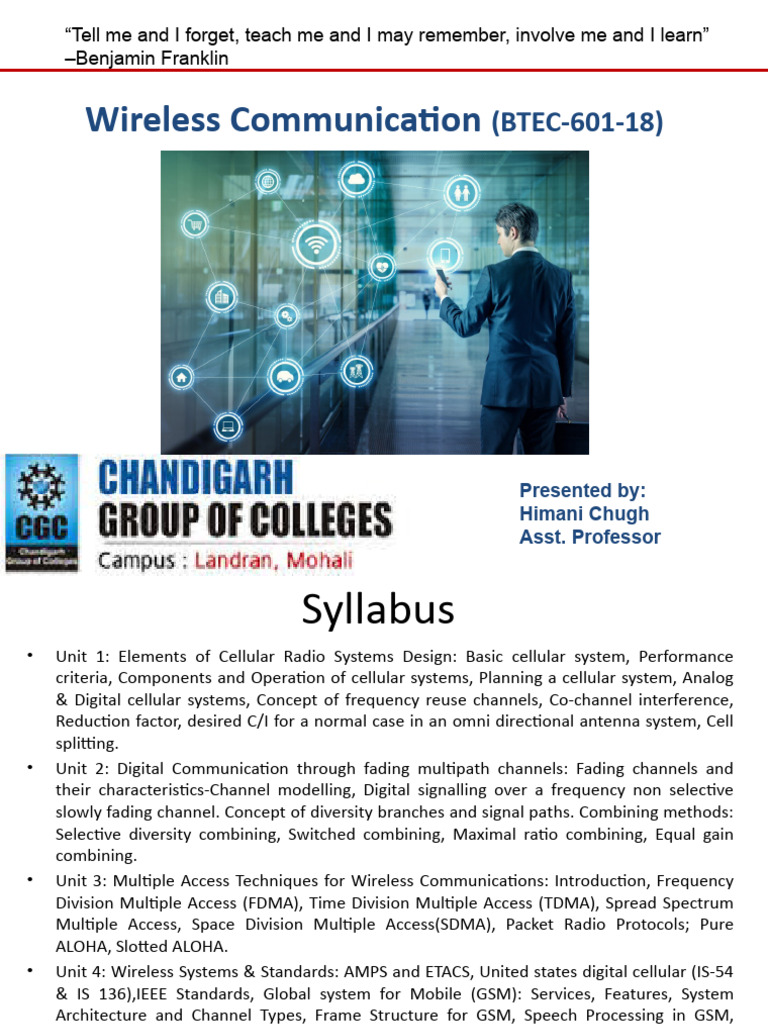 Wireless Communication: (BTEC-601-18) | PDF | Cellular Network | Channel Access Method