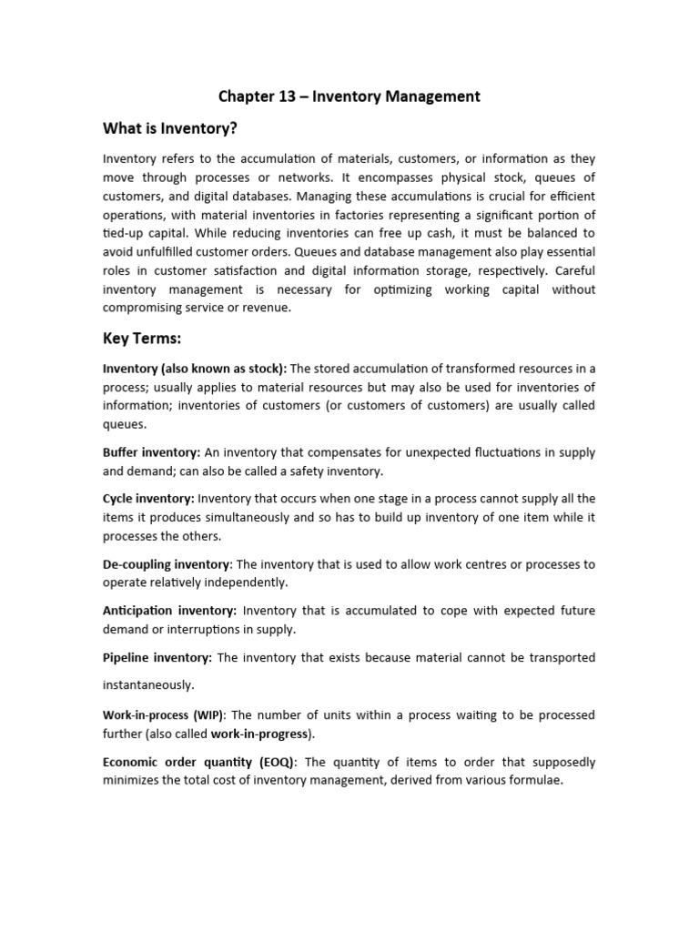 Inventory Management Essentials | PDF | Inventory | Cost