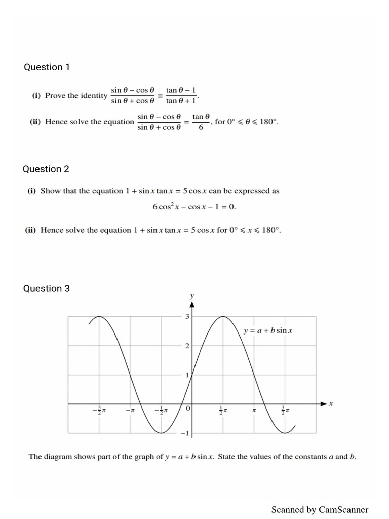 AS Level trigonometry worksheet | PDF