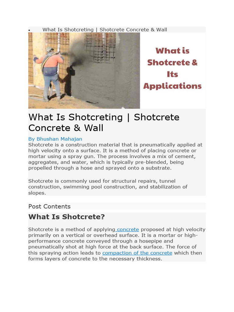 Shotcrete | PDF | Concrete | Building Technology