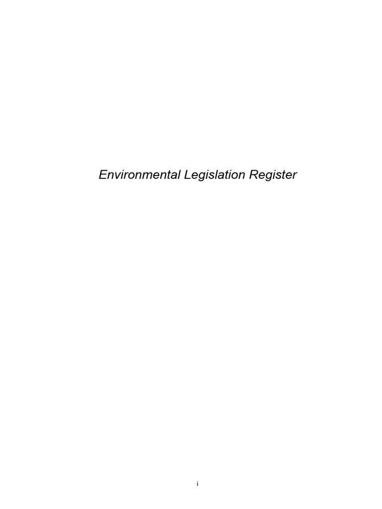 Environmental Legislation Register | PDF | Environmental Protection ...