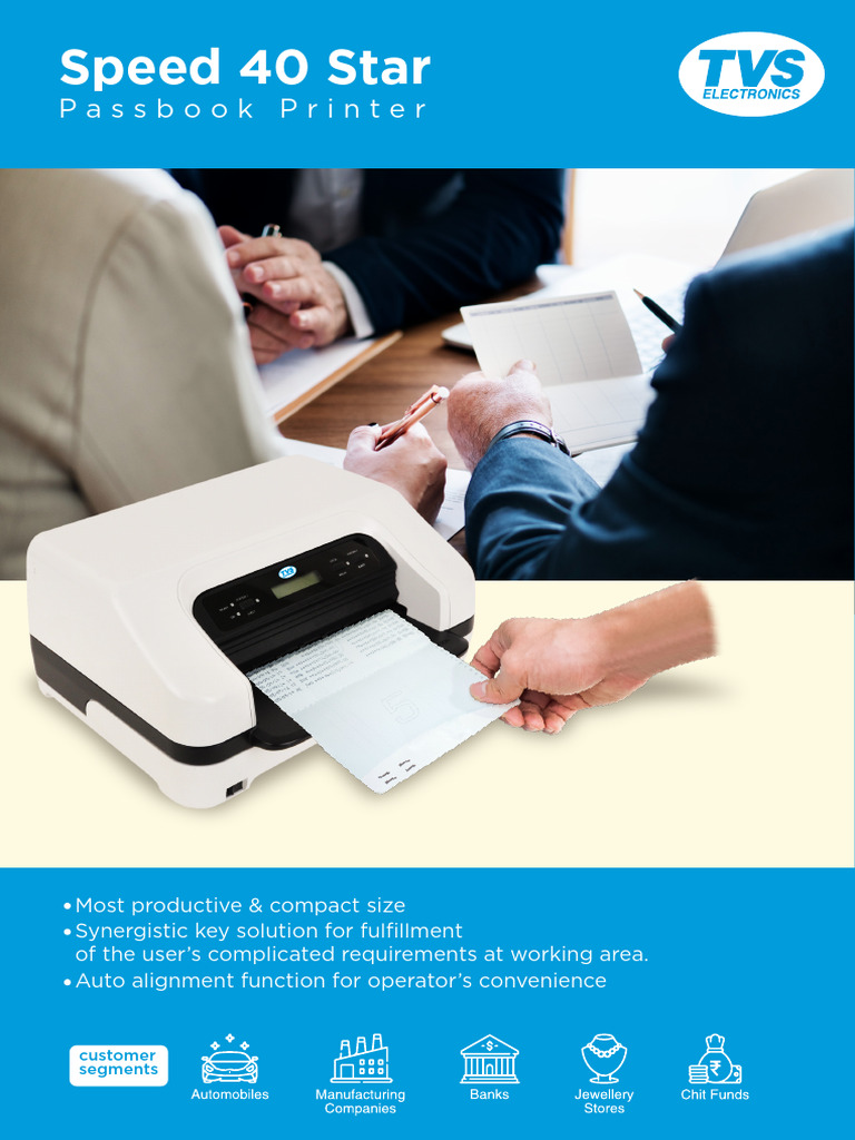 Speed 40 Plus Passbook Printer Datasheets | PDF | Printer (Computing) | Office Equipment