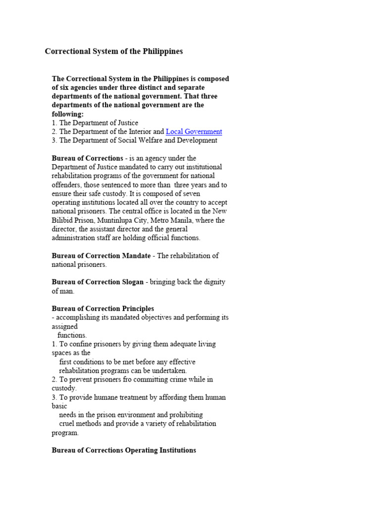 Philippine Correctional System Overview | PDF