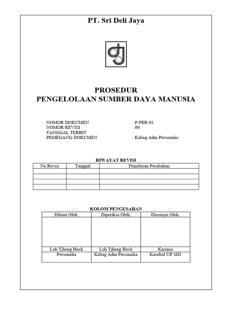 Sop Pengelolaan SDM PT Sdj-1 | PDF