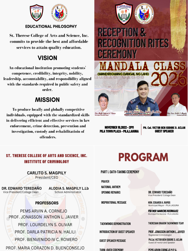 Reception Rites Program | PDF