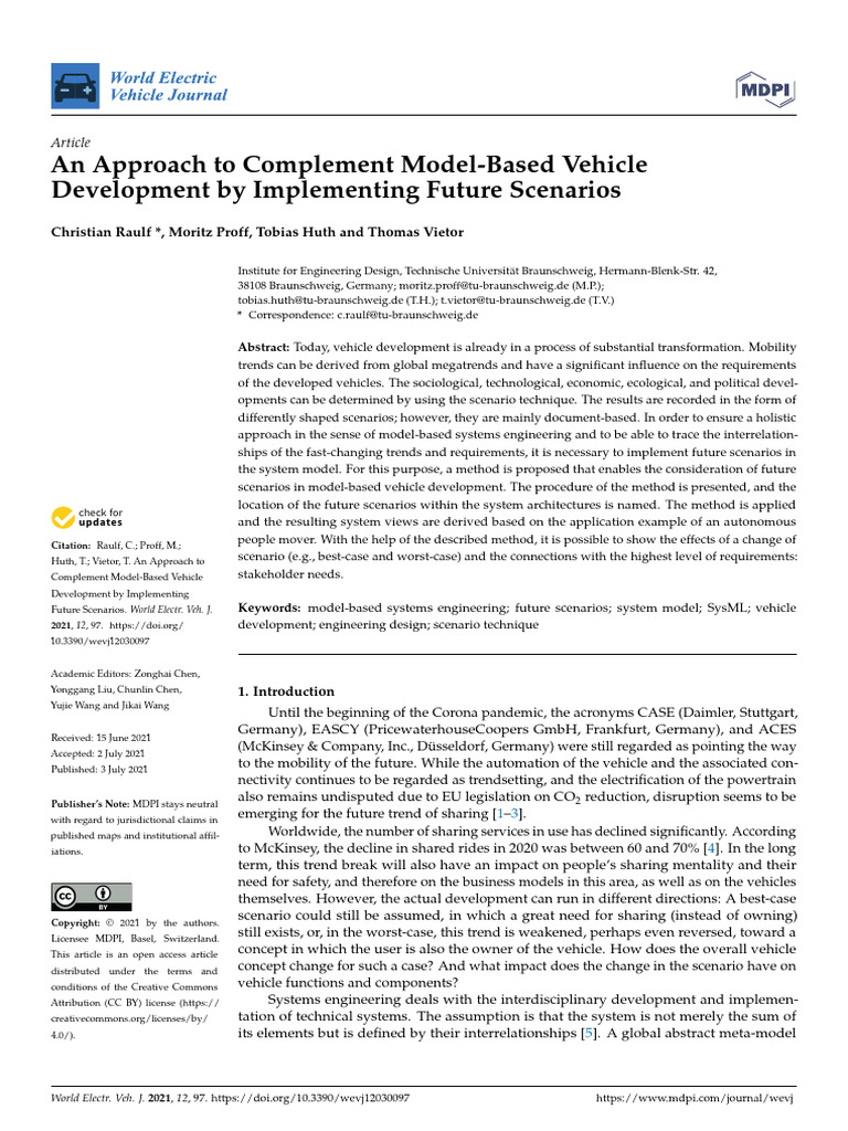 An Approach To Complement Model-Based Vehicle Development by Implementing Future Scenarios ...