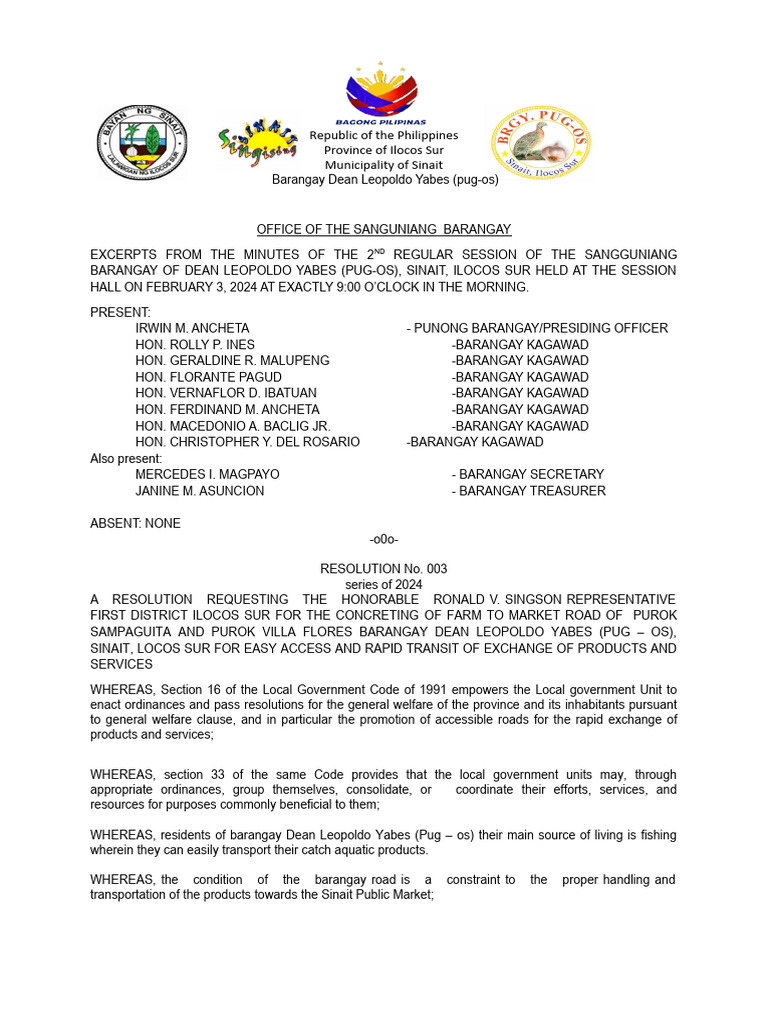 Resolution for Farm-to-Market Road Concreting | PDF | Government