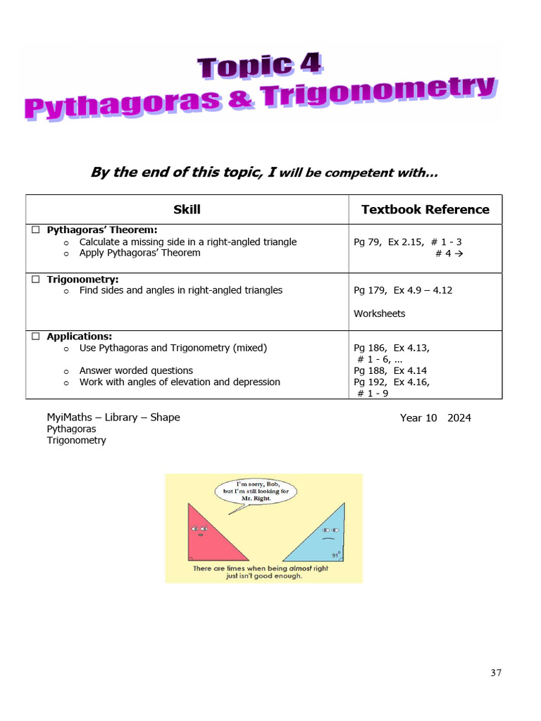 Topic 4 Pythagoras and Trigonometry | PDF