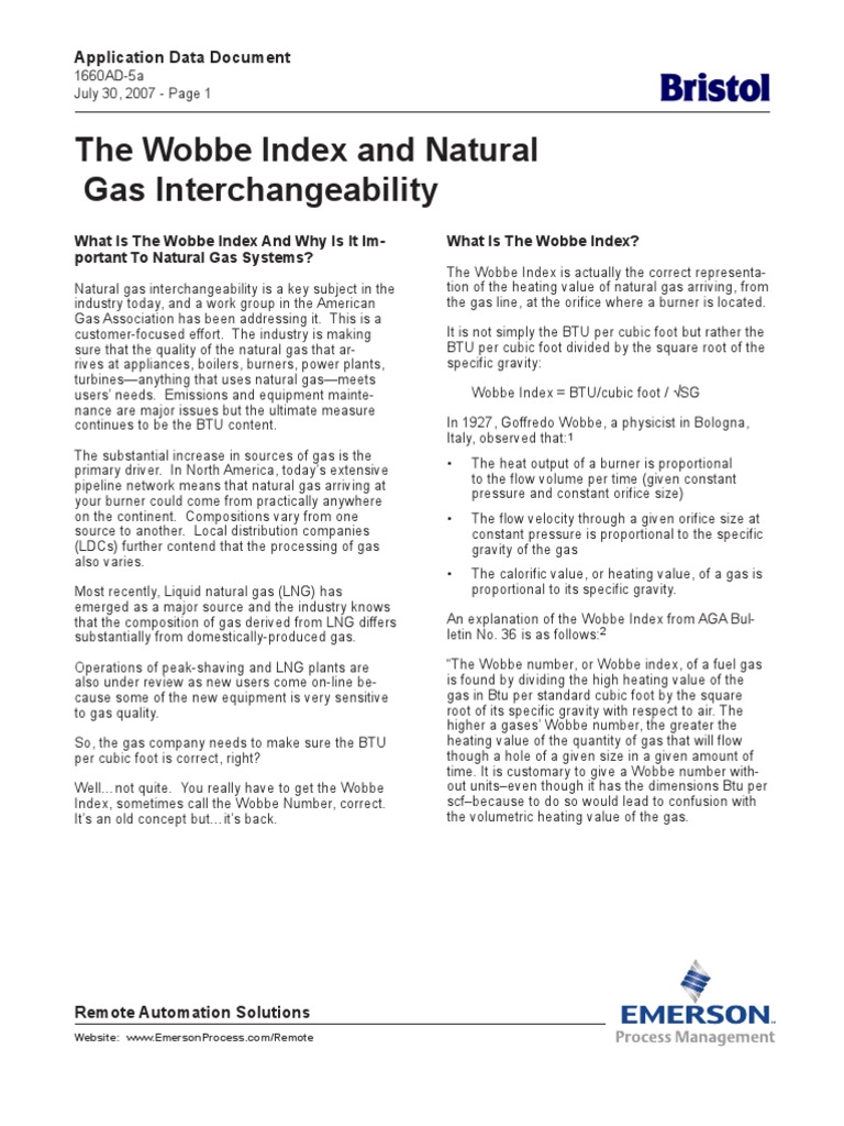Wobbe Index | PDF | Natural Gas | Liquefied Natural Gas