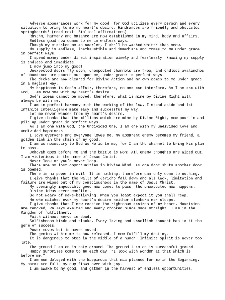 Florence Scovel Shinn Affirmations | PDF | Jesus | God