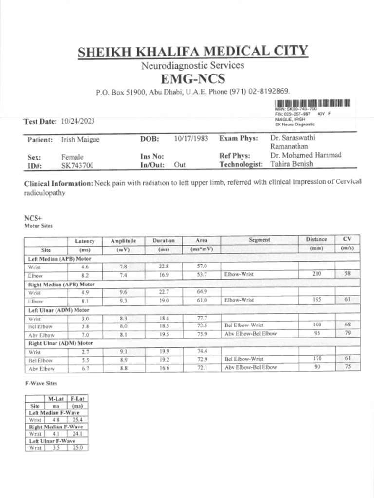 SK743700 - NCS EMG Report | PDF