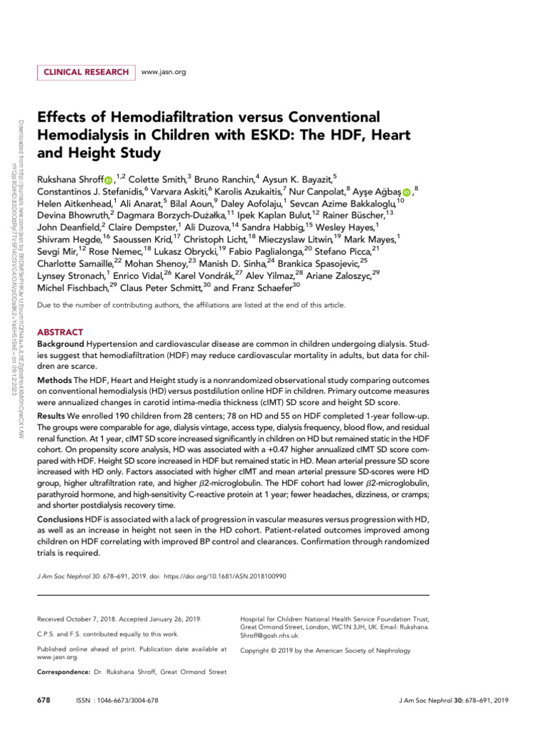 Effects of Hemodiafiltration Versus Conventional.17 | PDF ...