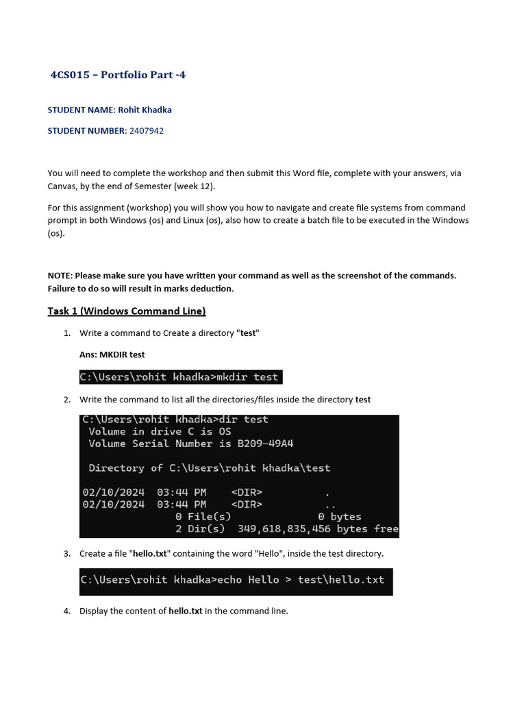 Rohit Khadka 2407942 Portfoliotask5 | PDF | Computer File | Text File