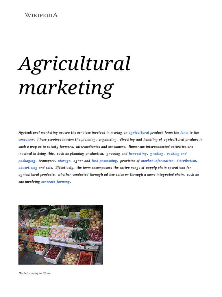 Agricultural Marketing - Wikipedia | PDF | Agriculture | Food Industry