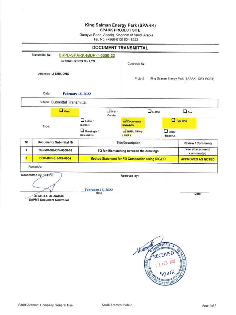 DOC-IMB-SH-MS-0004 - Method Statement For Fill Compaction Using RICDC | PDF | Emergency | Traffic