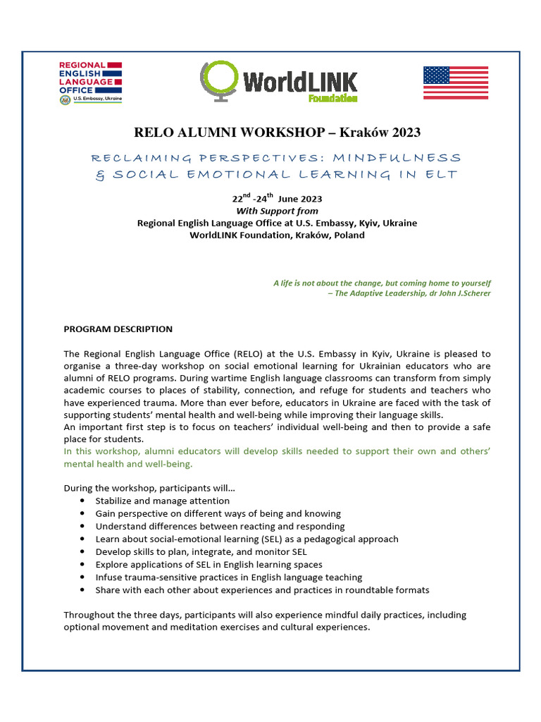 Welcome to RELO ALUMNI WORKSHOP - Kraków 2023 копія | PDF | Mental ...