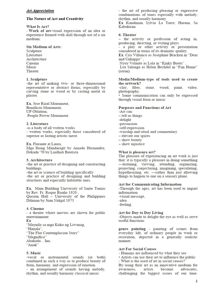 Special Topic Art Appreciation | PDF | Composition (Visual Arts) | Impressionism