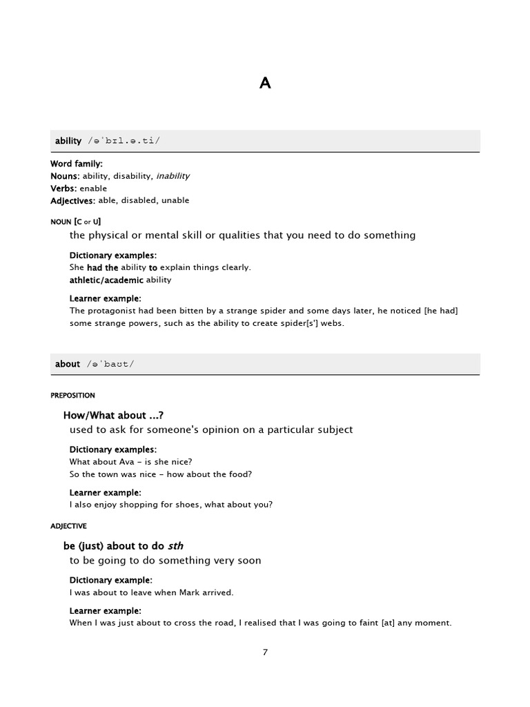 Level B1 Word List A-String Only | PDF | Adjective | Adverb