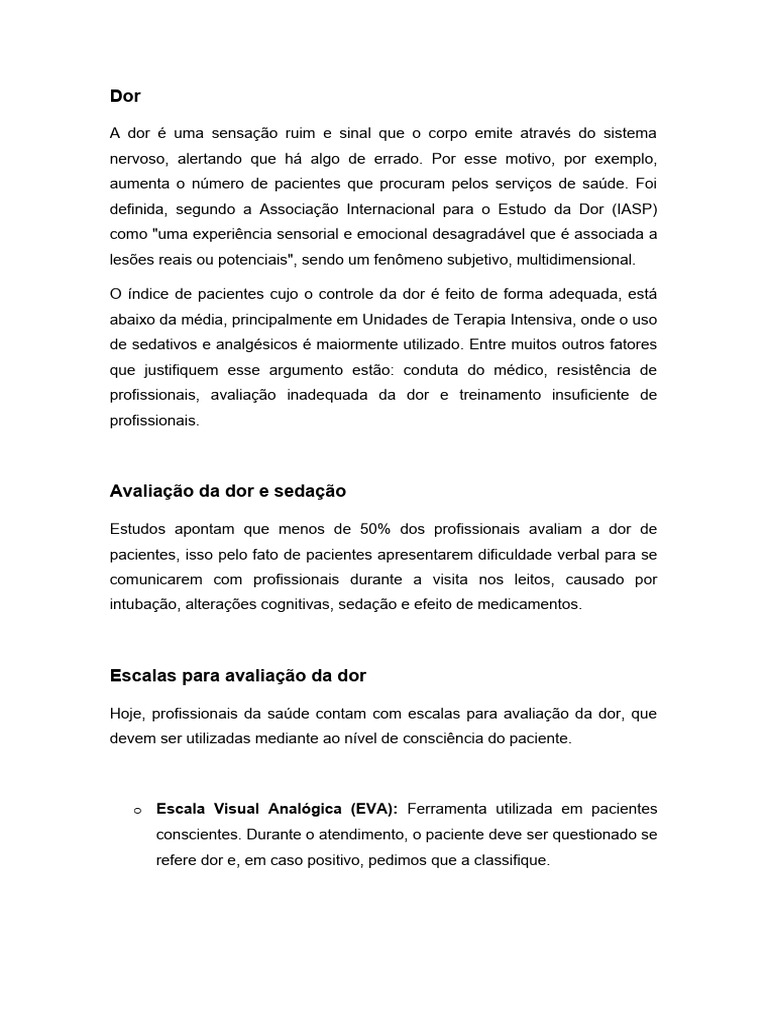 Avaliação e Controle da Dor em UTI | PDF | Dor | Medicina Clínica