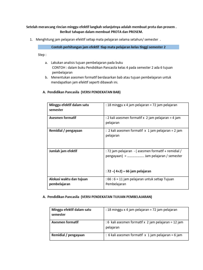 Panduan Prota Prosem | PDF