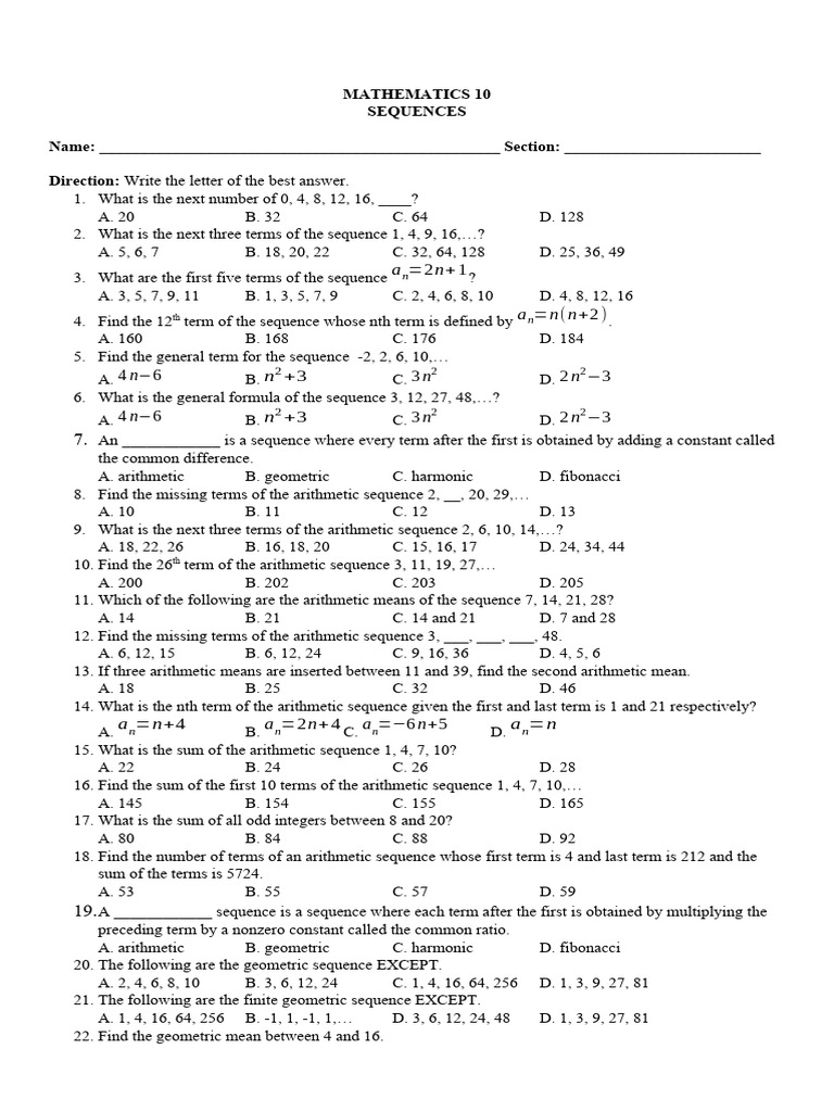 Module 1 Test | PDF | Sequence | Mean