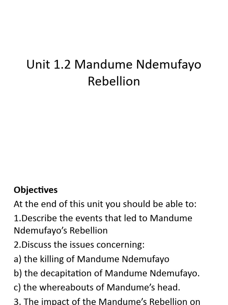 Unit 1.2 Mandume Ndemufayo Rebellion 1917 Slides-1 | PDF | 2nd ...