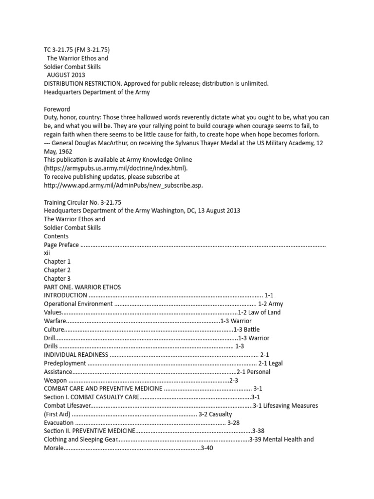 The Warrior Ethos Combat Skills | PDF | Land Mine | Improvised ...