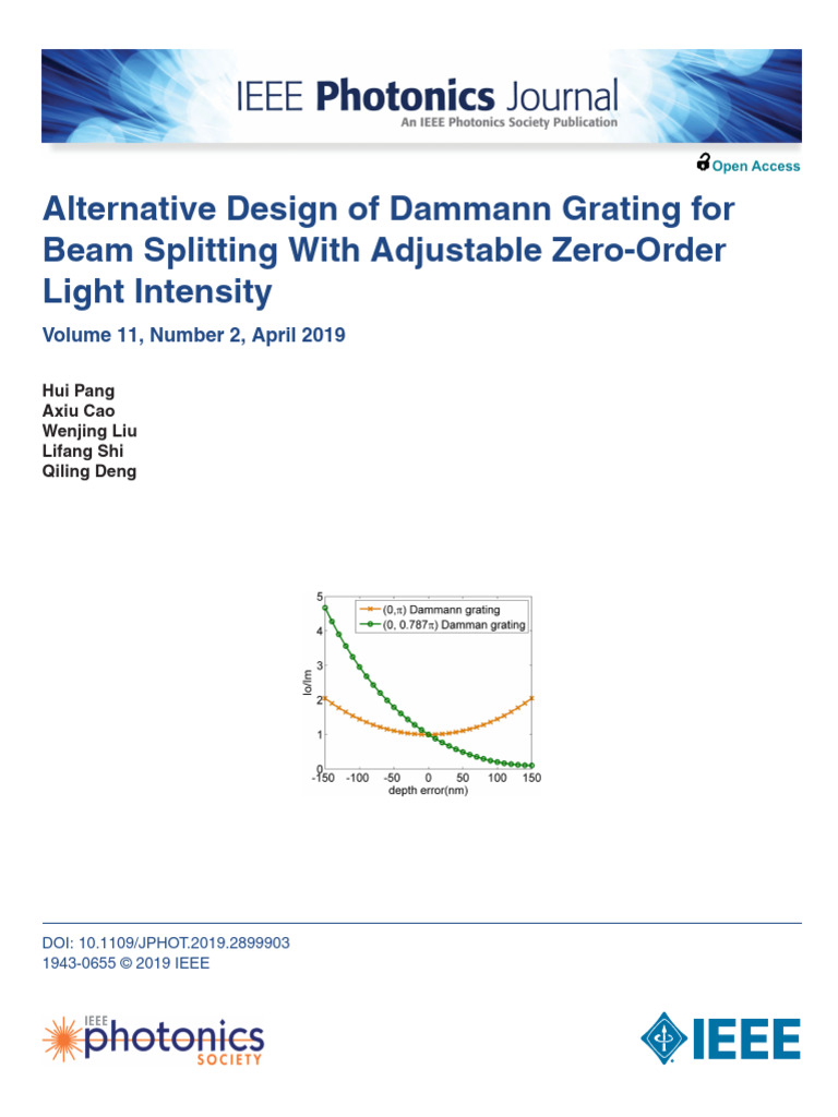 Alternative Design of Dammann Grating For Beam Splitting With ...