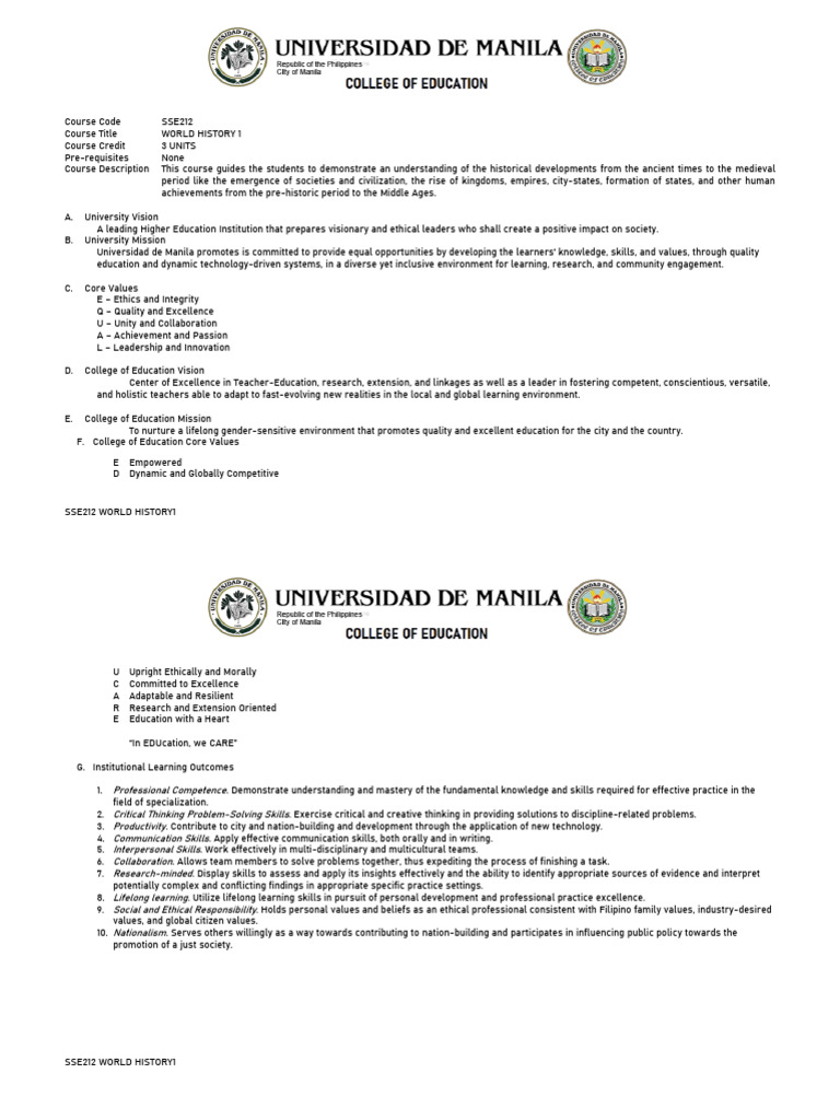 World History Syllabus | Download Free PDF | Learning | Ancient Greece