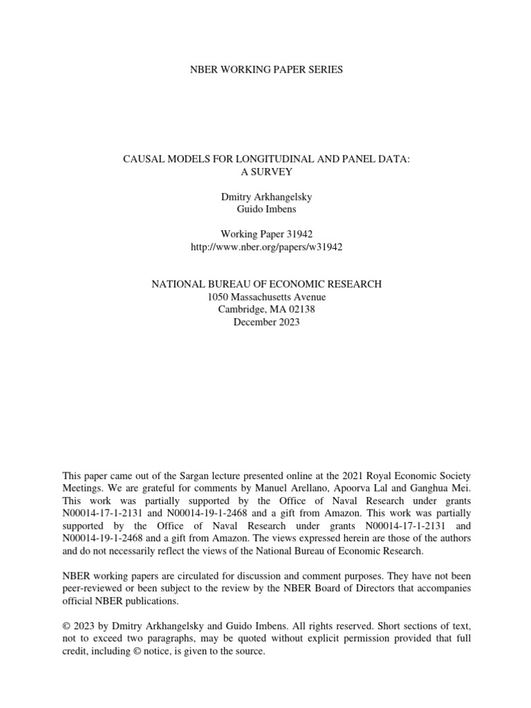 Causal Models For Longitudinal and Panal Data | PDF | Time Series | Econometrics