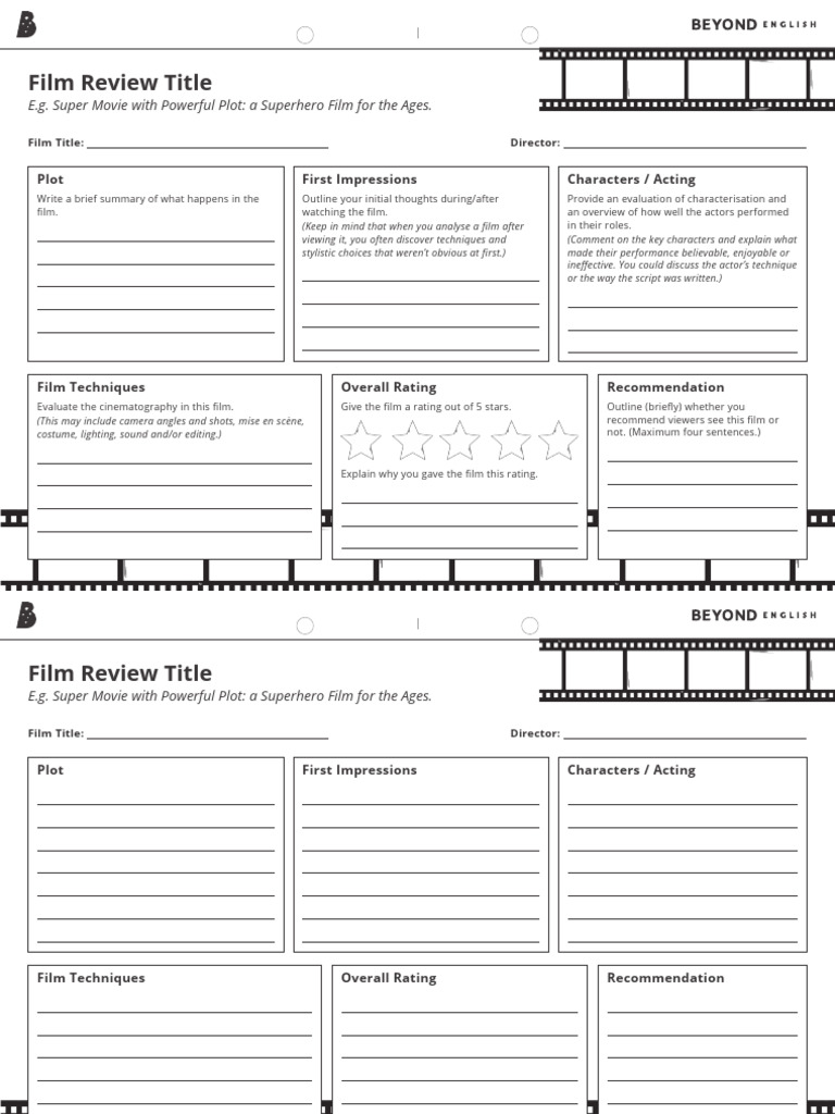 Write A Film Review! Template - Line Version | PDF