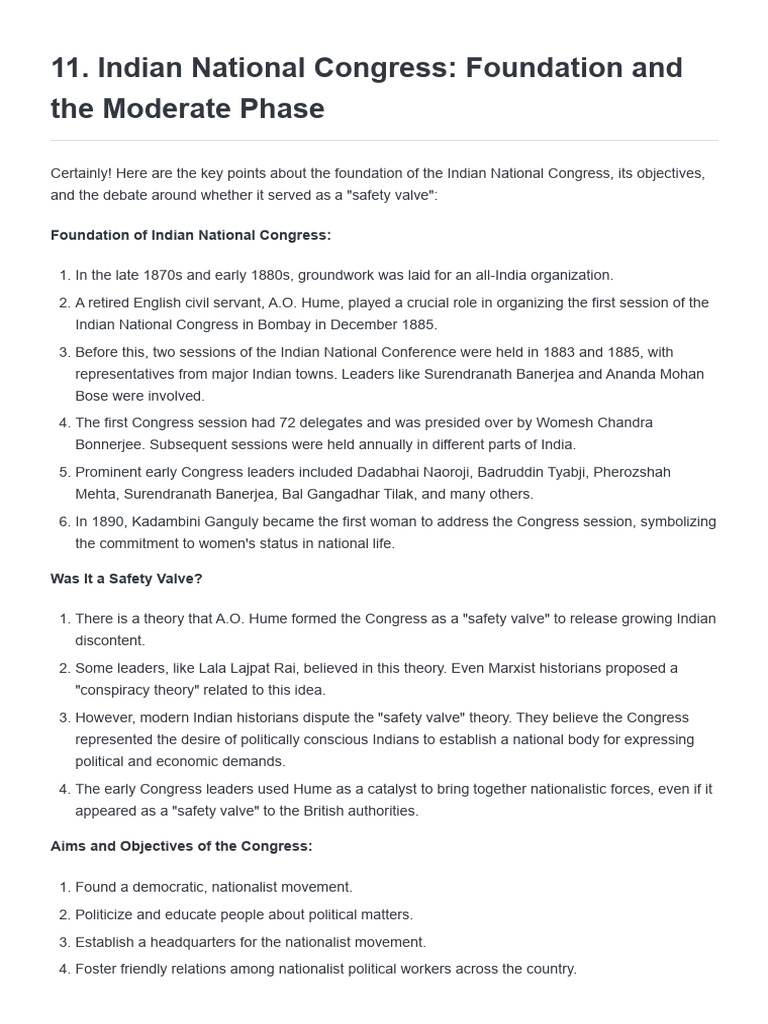 Indian National Congress: Origins & Moderates | PDF | British Raj ...