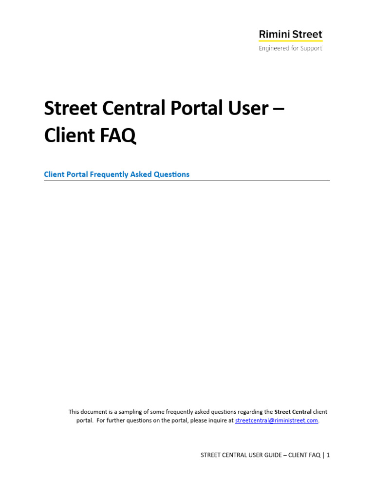 Street Central Portal User Client FAQ - July - 2020 | PDF | Password ...