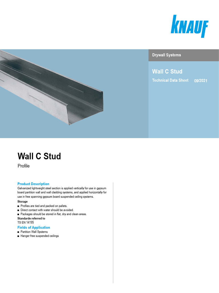 15 - Duvar C Profilleri - Wall C Stud ENG 2021 | PDF | Drywall | Wall