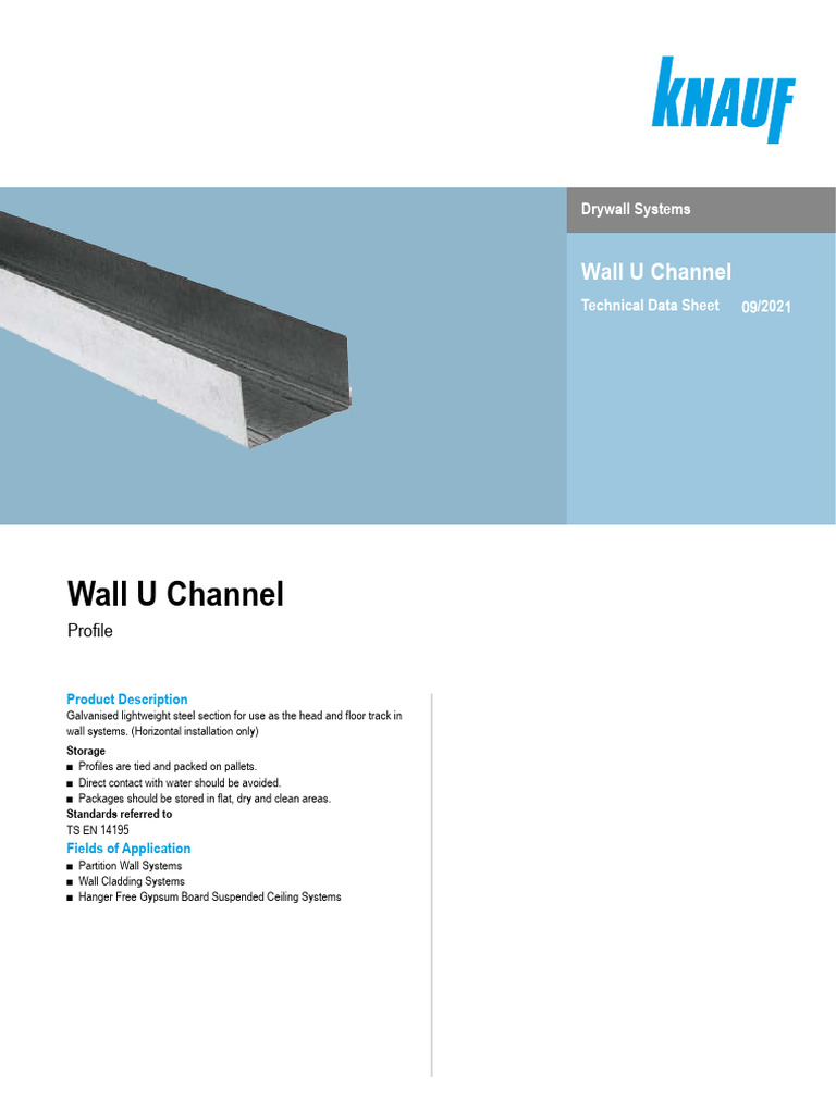 Knauf Wall U Channel Specifications | PDF | Drywall | Civil Engineering