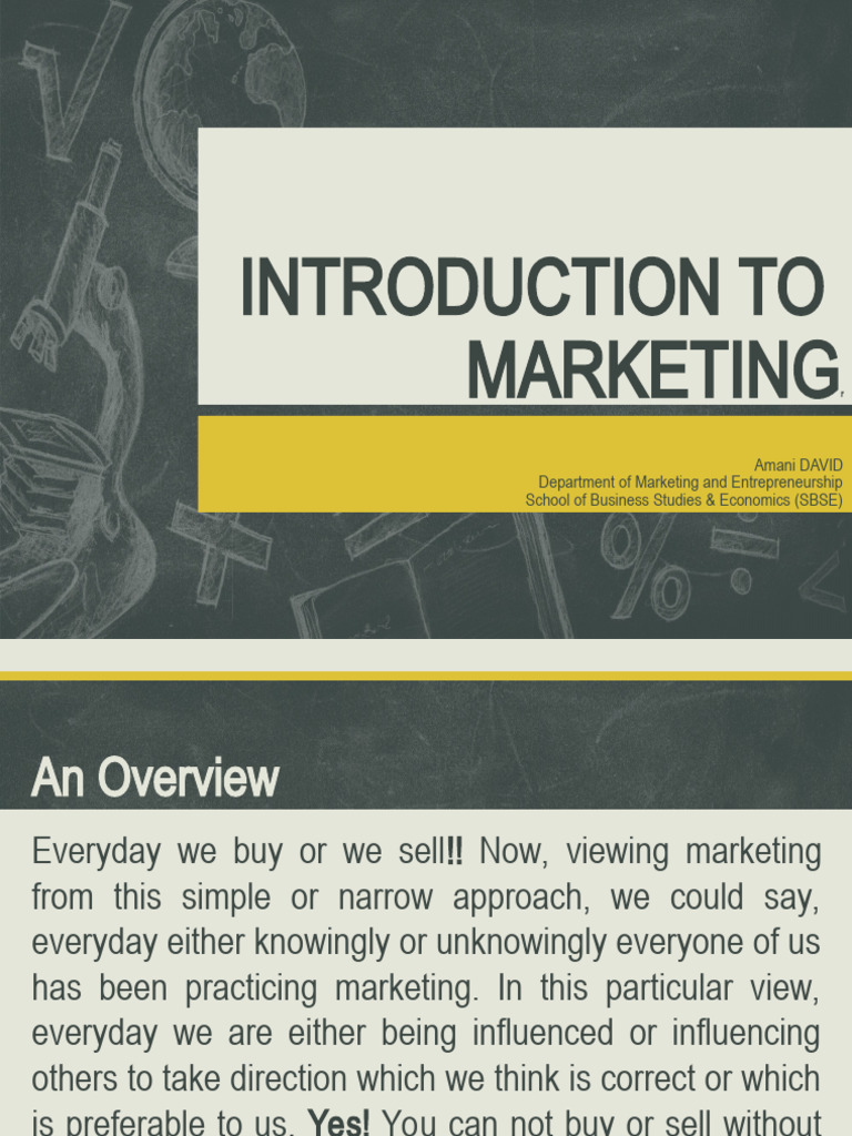 1 Introduction To Marketing | PDF | Marketing | Sales