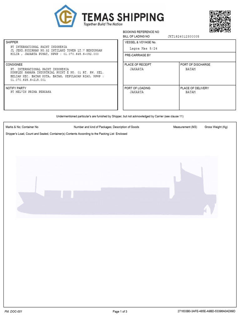 BL Ori Atl-Ipi Lagoa Mas V.05-24 Jakarta-Batam (Melvin Prima Perkasa ...