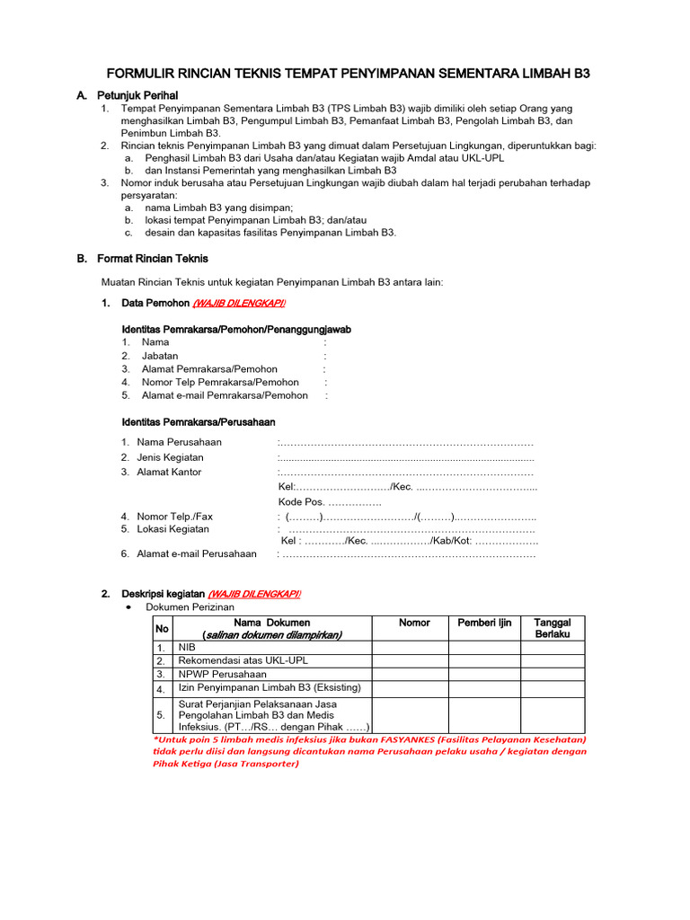New Formulir Rintek Tpslb3 2024 | PDF