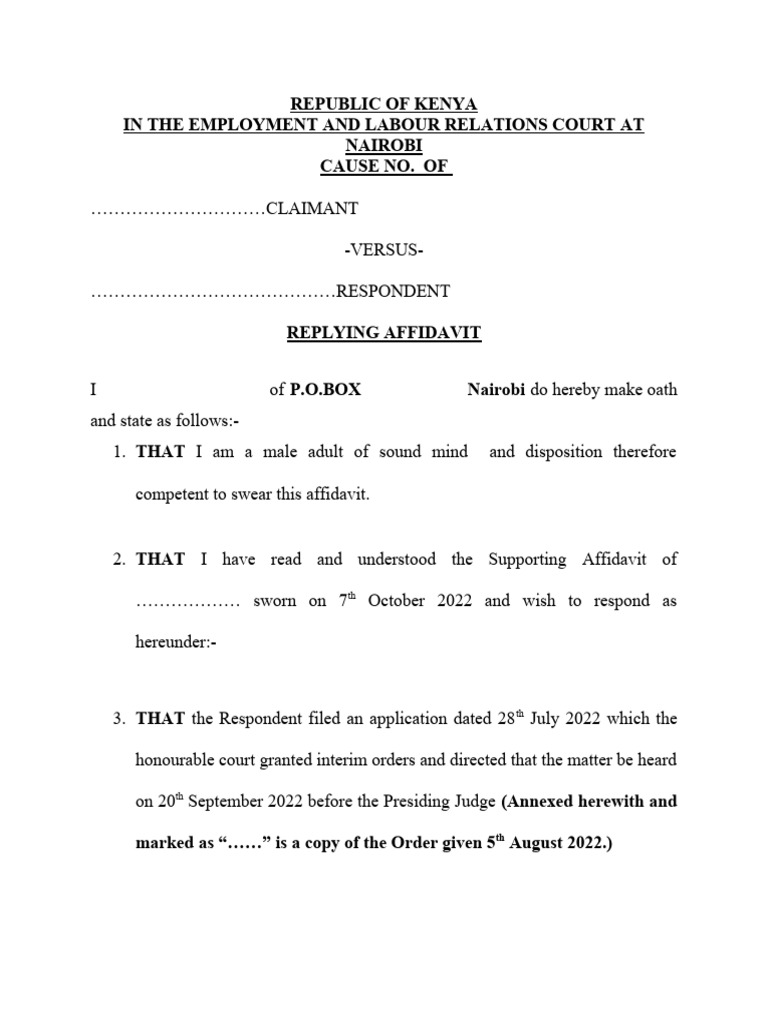 Replying Affidavit | PDF | Affidavit | Courts