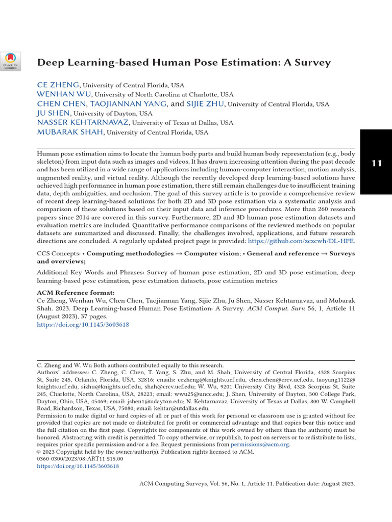 cv人体姿态识别综述 | PDF | Deep Learning | 3 D Computer Graphics