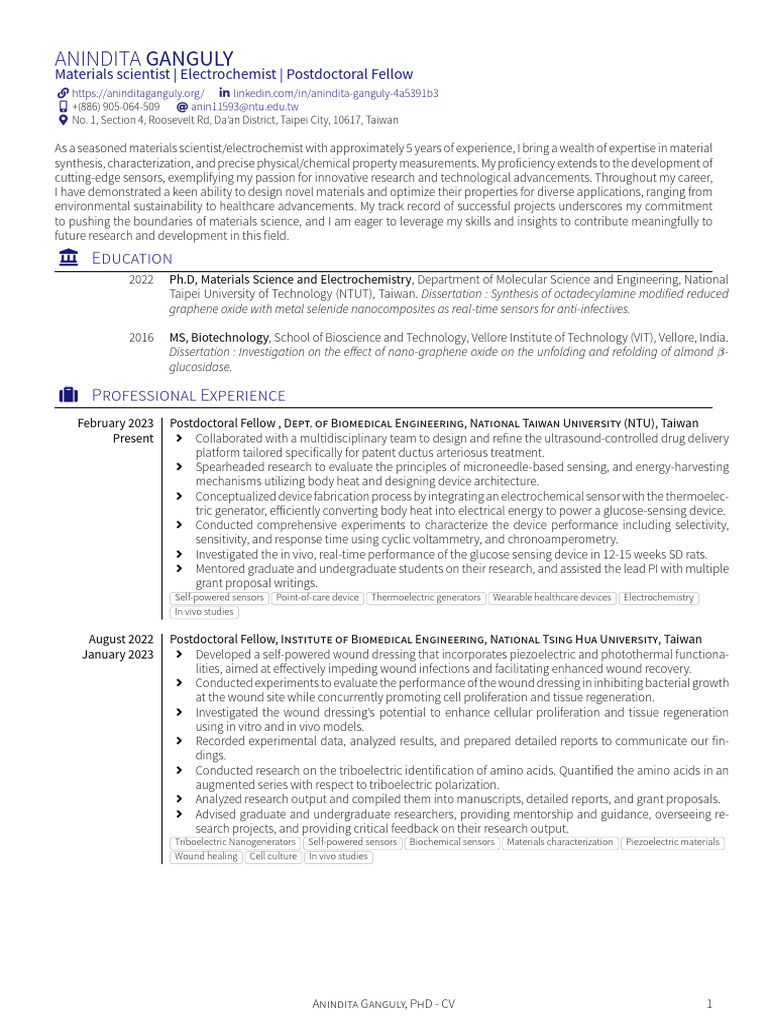 Anindita Ganguly CV | PDF | Graphene | Proteins